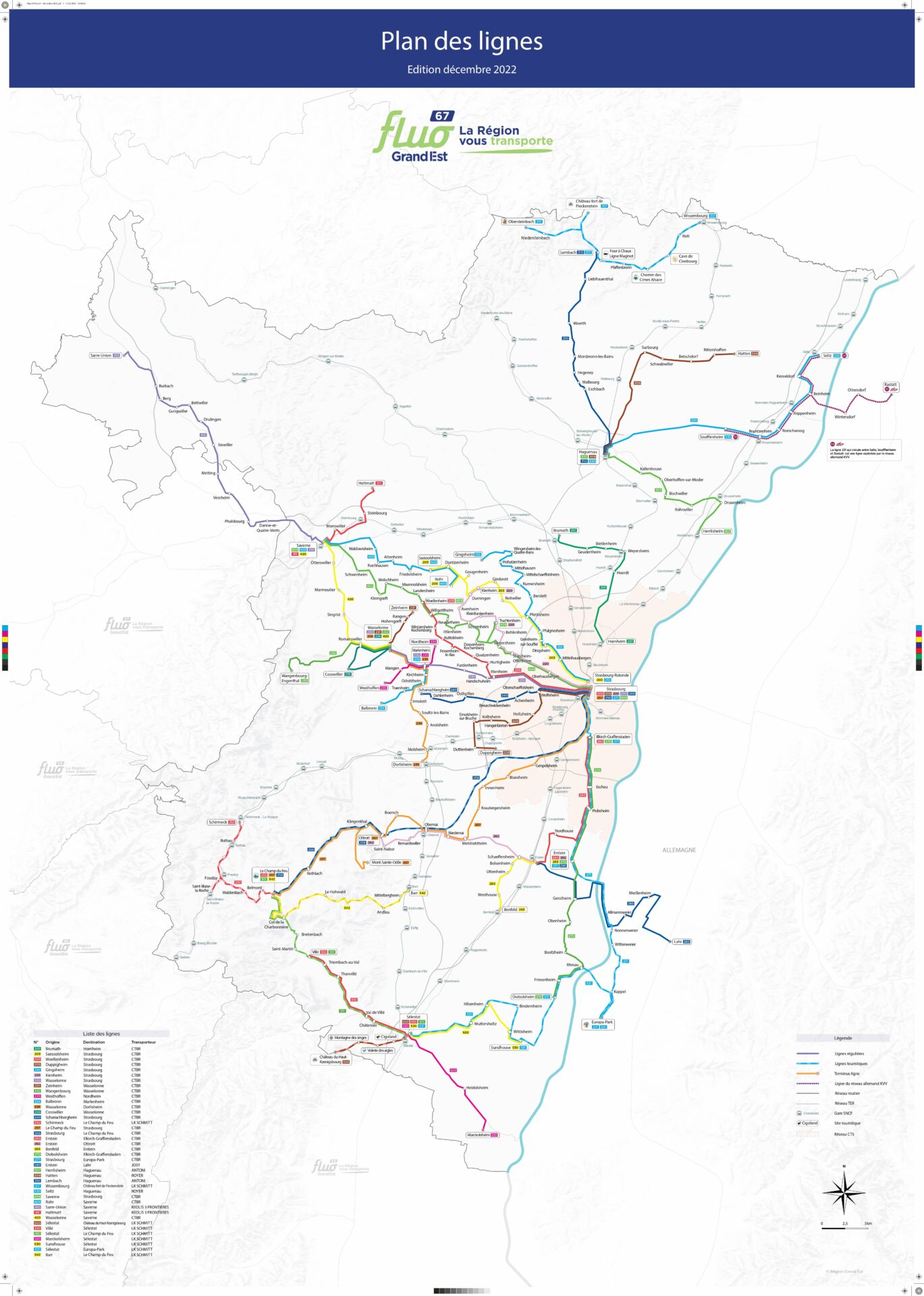 Plan du réseau CTBR : Compagnie des transports du Bas-Rhin